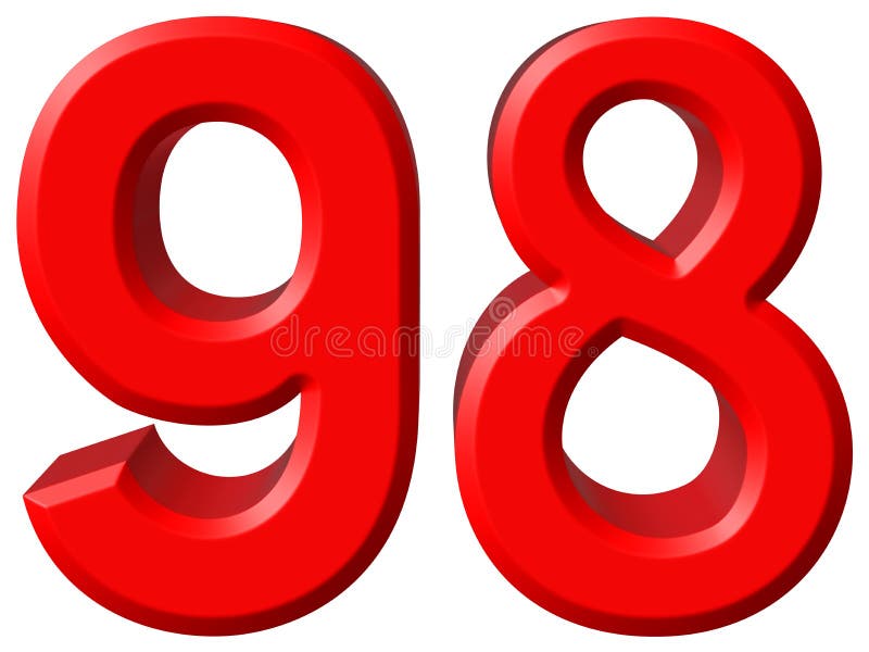 Numeral 98, Ninety Eight, Isolated on White Background, 3d Render Stock ...