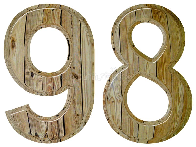 Numeral 98, Ninety Eight, Isolated on White Background, 3d Render Stock ...