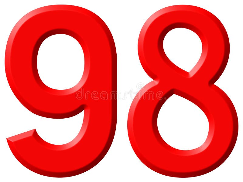 Numeral 98, Ninety Eight, Isolated on White Background, 3d Stock ...