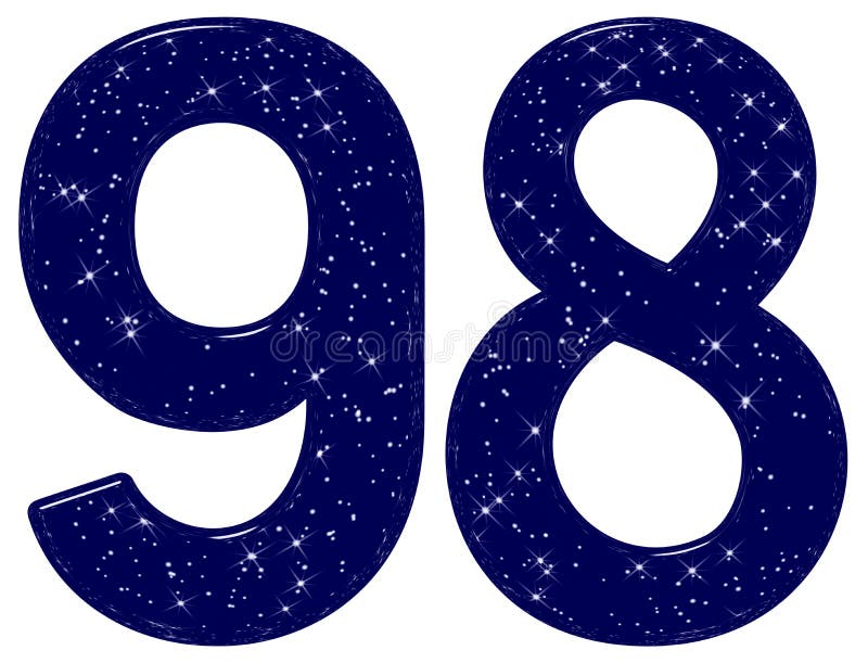 Numeral 98, Ninety Eight, Star Sky Texture Imitation, Isolated on White ...