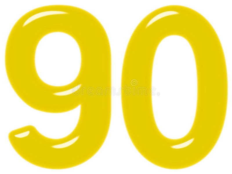 Numeral 90, Ninety, Isolated on White Background, 3d Render Stock ...