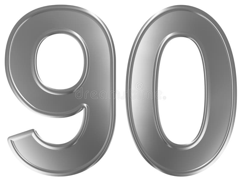 Numeral 90, Ninety, Isolated on White Background, 3d Render Stock ...