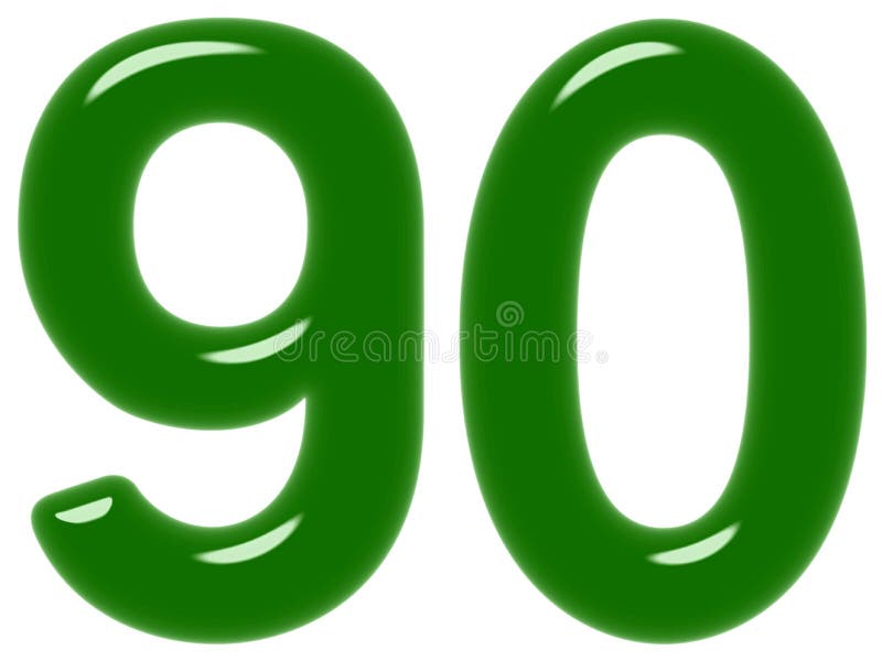 Numeral 90, Ninety, Isolated on White Background, 3d Render Stock ...