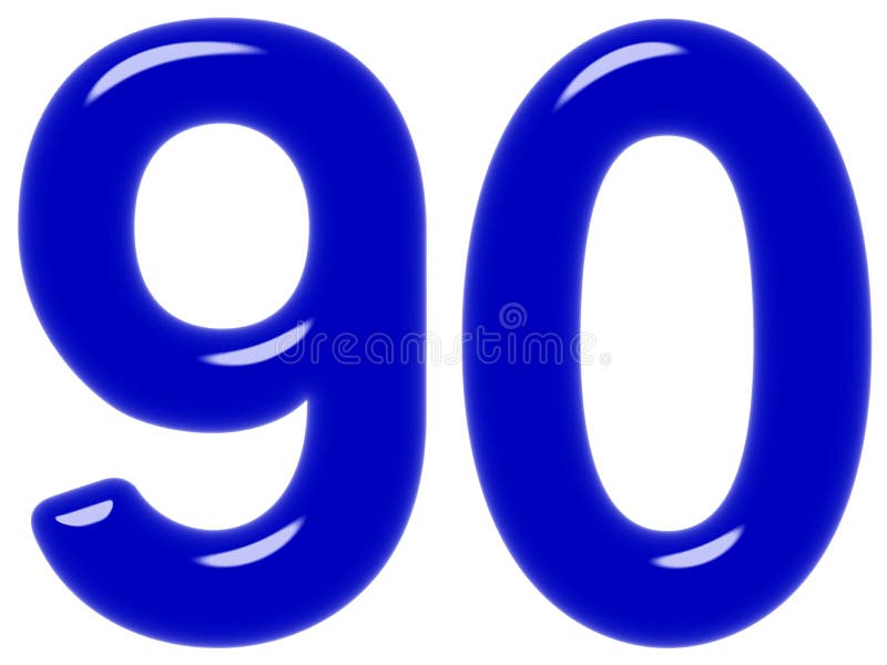 Numeral 90, Ninety, Isolated on White Background, 3d Render Stock ...