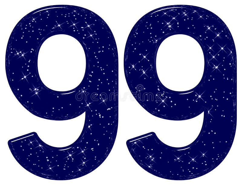Numeral 99, Ninety Nine, Star Sky Texture Imitation, Isolated on White ...