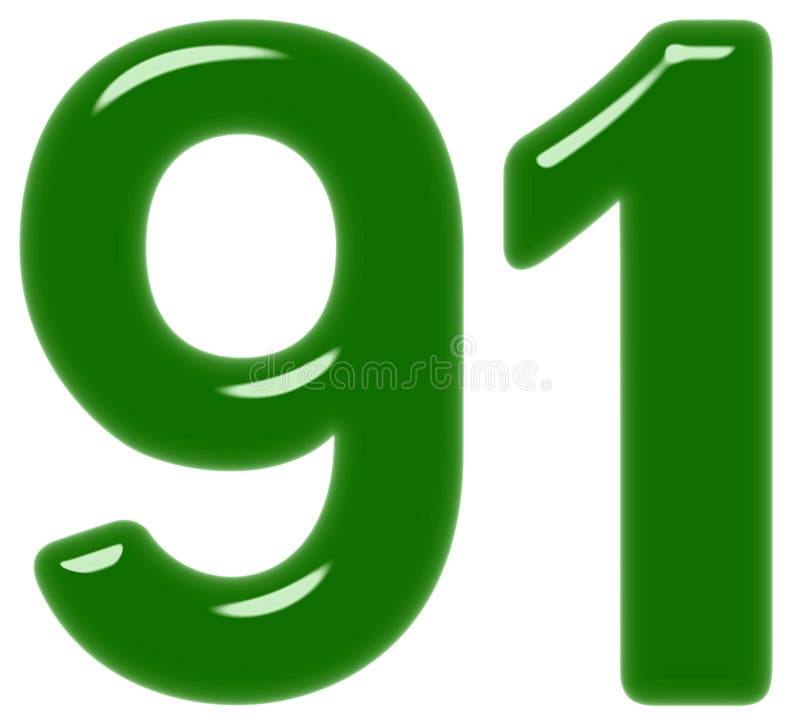 Numeral 91, Ninety One, Isolated on White Background, 3d Render Stock ...