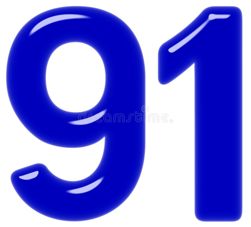 Numeral 91, Ninety One, Reflected on the Water Surface, Stock ...