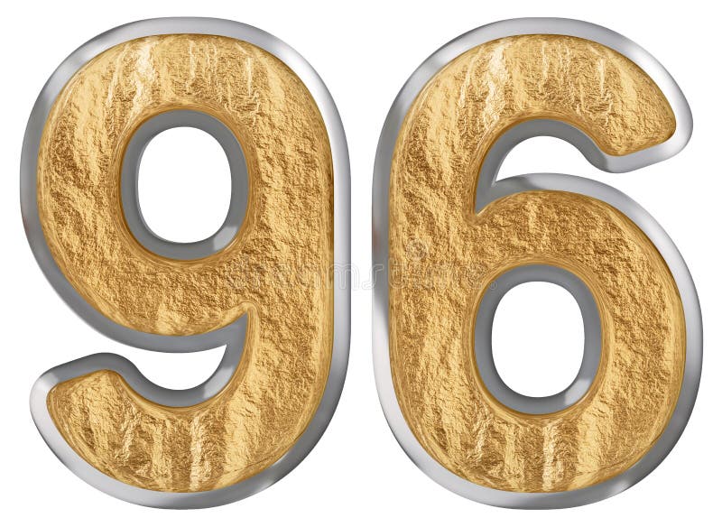 Numeral 96, Ninety Six, Isolated on White Background, 3d Render Stock ...