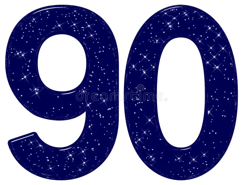 Numeral 90, Ninety, Star Sky Texture Imitation, Isolated on White ...