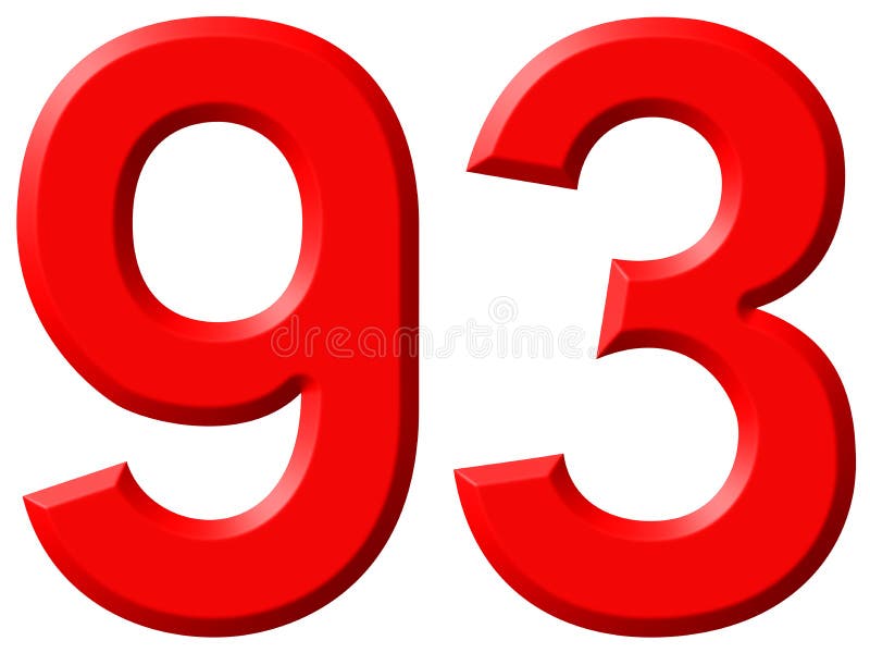 Numeral 93, Ninety Three, Isolated on White Background, 3d Stock ...