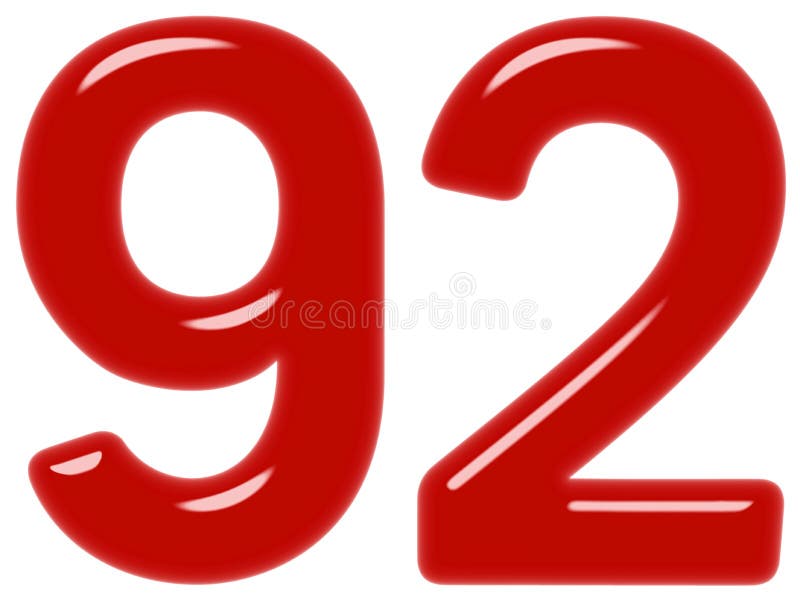 Numeral 92, Ninety Two, Isolated on White Background, 3d Render Stock ...