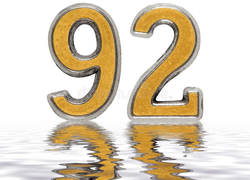 Numeral 92, Ninety Two, Reflected on the Water Surface, Stock ...
