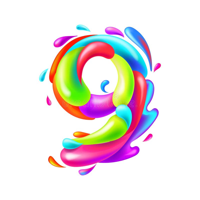 Numeral 9, Number Nine, Colorful Multicolor Sign Stock Vector ...