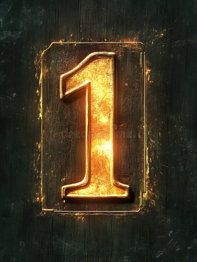 Bright Golden Number 1 First Numeral One 3D Icon Logo Symbol Stock ...