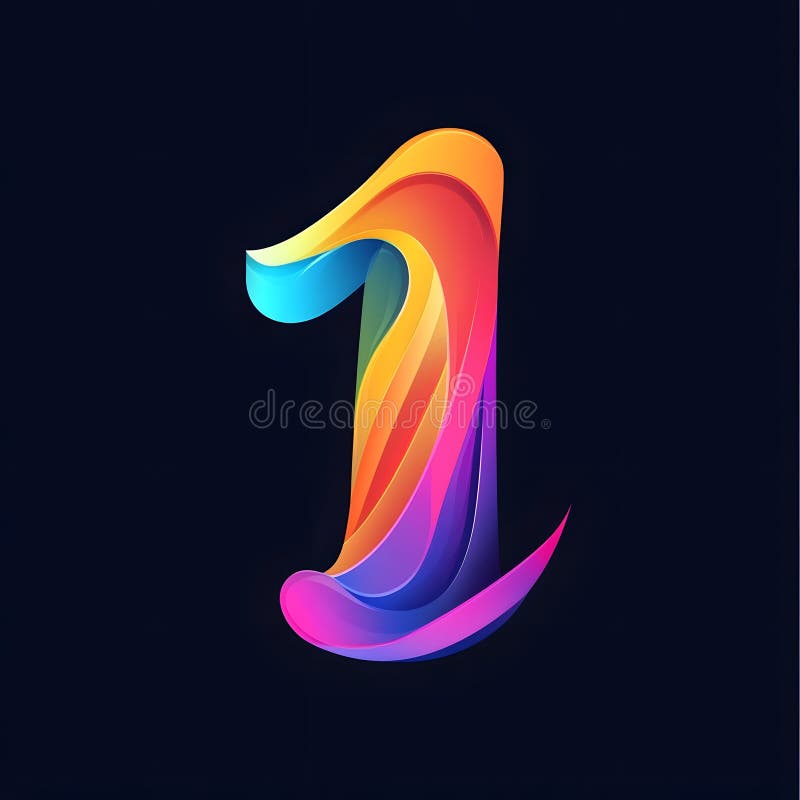 Metallic Number 1 First Numeral One 3D Icon Logo Symbol Stock ...