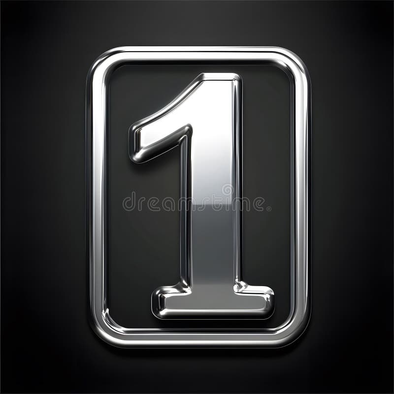 Metallic Number 1 First Numeral One 3D Icon Logo Symbol Stock ...