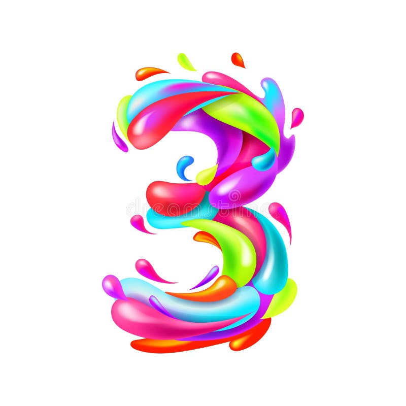 Numeral 3, Number Three, Colorful Multicolor Sign Stock Vector ...