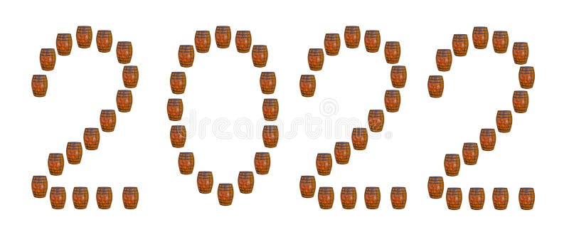 Numeral 2022 from Oak Barrels Two Thousand Twenty Two on Isolated ...