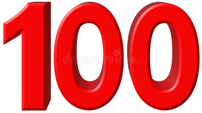 Numeral 100, One Hundred, Isolated on White Background, 3d Render Stock ...