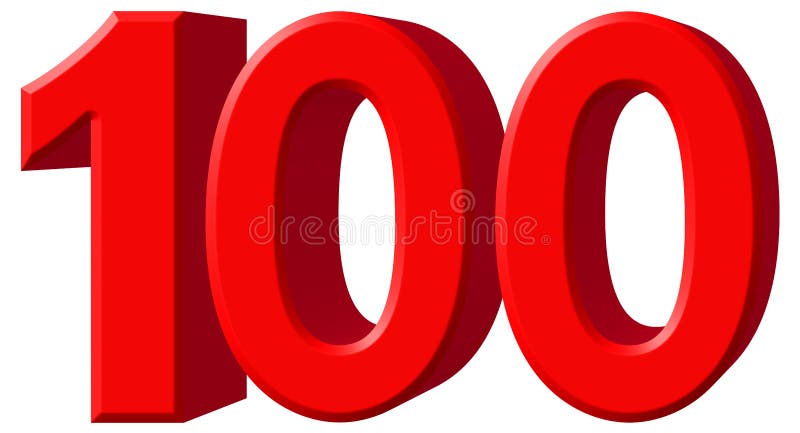 Numeral 100, One Hundred, Isolated on White Background, 3d Render Stock ...