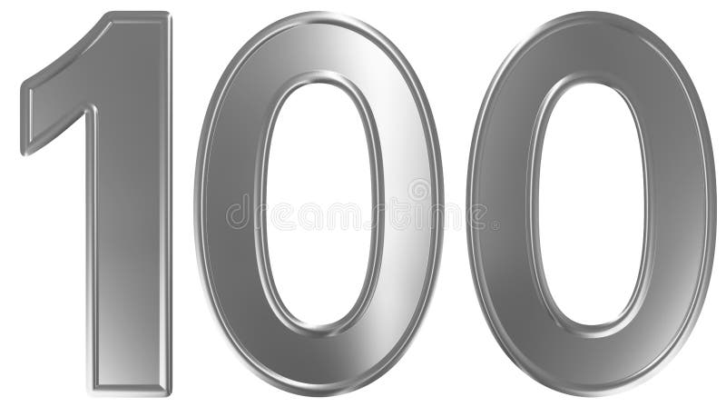 Numeral 100, One Hundred, Isolated on White Background, 3d Render Stock ...