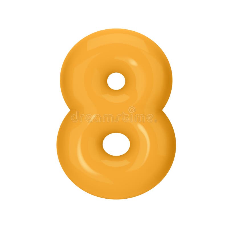 Numeral 8 - Orange Plastic Balloon Number Eight Isolated on White ...