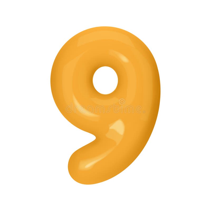 Numeral 9 - Orange Plastic Balloon Number Nine Isolated on White ...