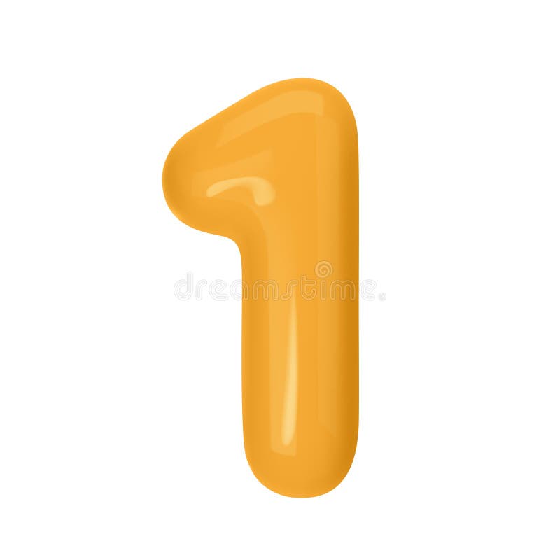 Numeral 1 - Orange Plastic Balloon Number One Isolated on White ...