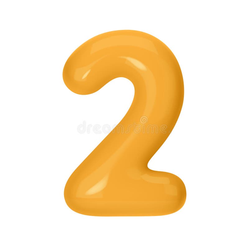 Numeral 2 - Orange Plastic Balloon Number Two Isolated on White ...