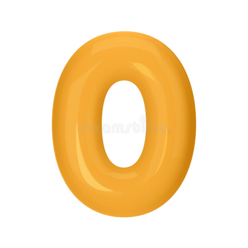 Numeral 0 - Orange Plastic Balloon Number Zero Isolated on White ...