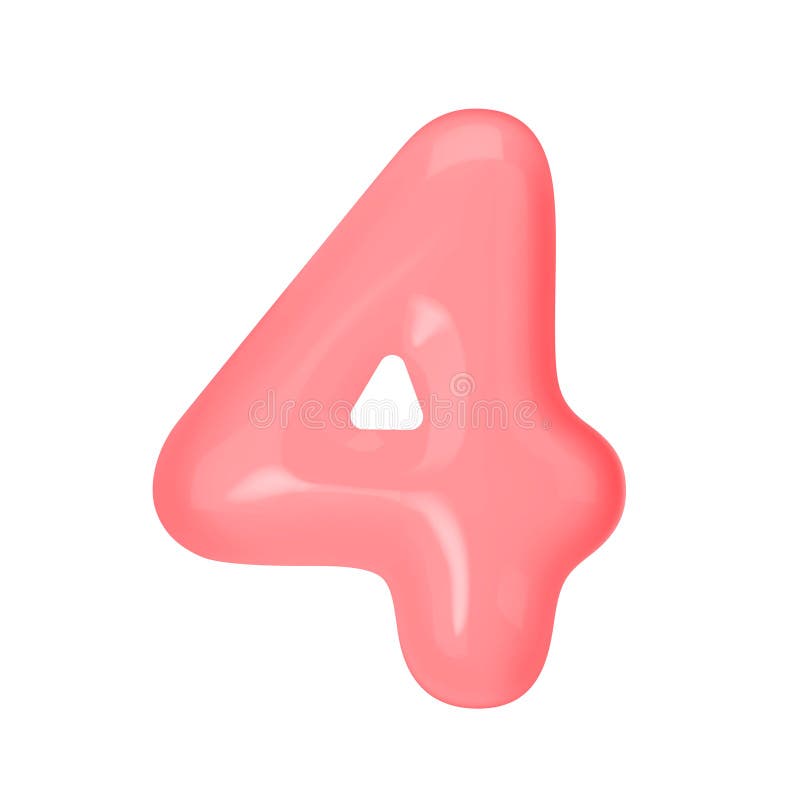 Numeral 4 - Pink Plastic Balloon Number Four Isolated on White ...