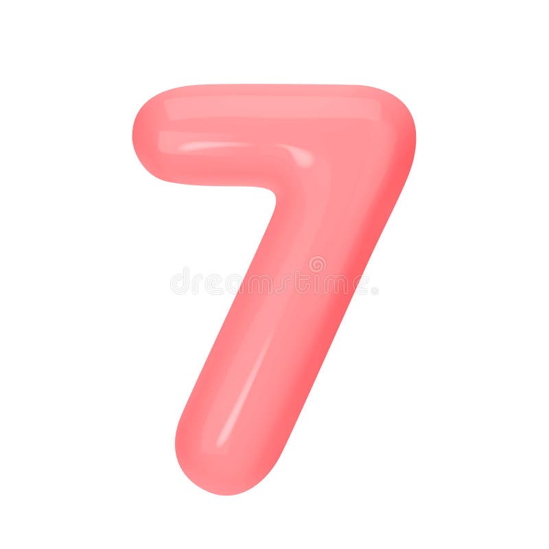 Numeral 7 - Pink Plastic Balloon Number Seven Isolated on White ...
