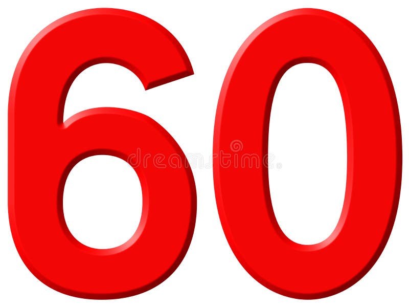 Numeral 60, Sessenta, Sessenta, Isolado No Fundo Branco, Rende 3d ...