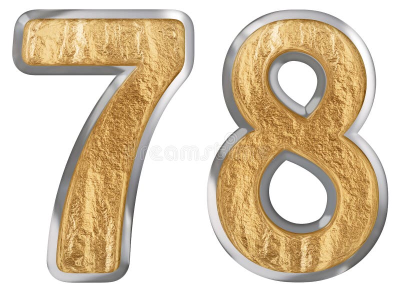 Numeral 78, Seventy Eight, Isolated on White Background, 3d Render ...