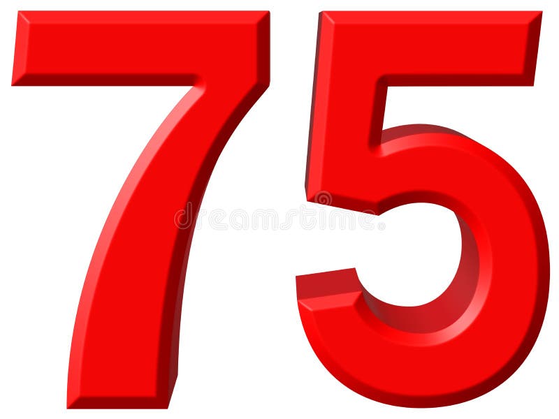 Numeral 75, Seventy Five, Isolated on White Background, 3d Render Stock ...