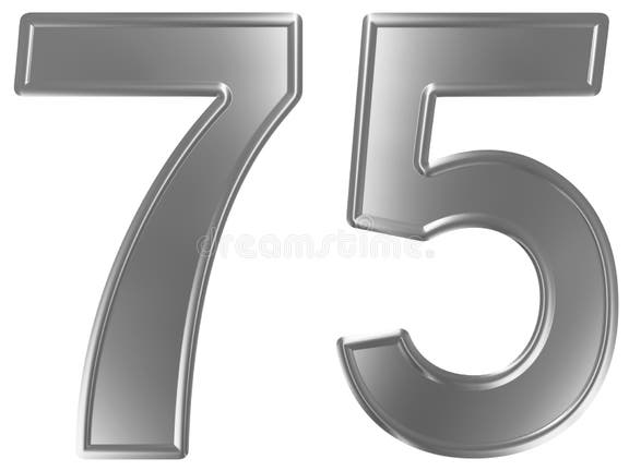 Numeral 75, Seventy Five, Isolated on White Background, 3d Render Stock ...