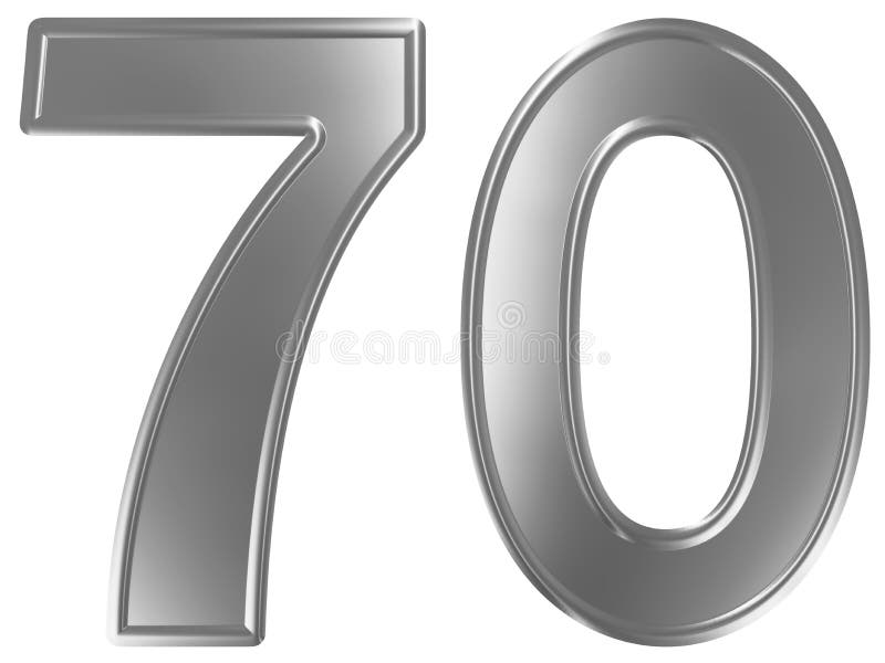Numeral 70, Seventy, Isolated on White Background, 3d Render Stock ...