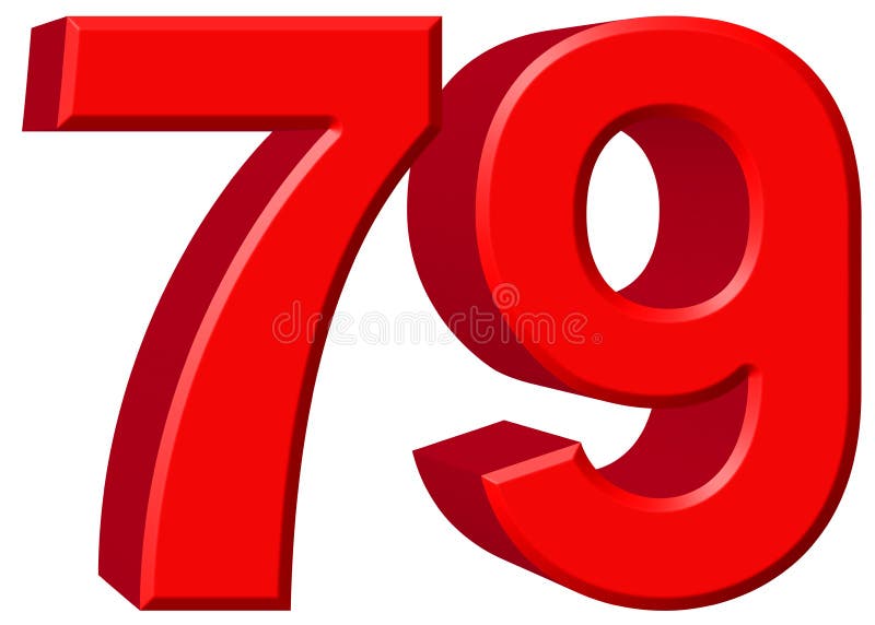 Numeral 79, Seventy Nine, Isolated on White Background, 3d Render Stock ...