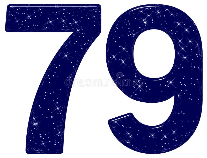 Numeral 79, Seventy Nine, Star Sky Texture Imitation, Isolated on White ...