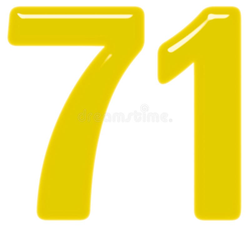 Numeral 71, Seventy One, Isolated on White Background, 3d Render Stock ...