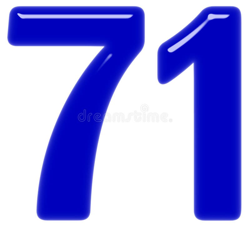 Numeral 71, Seventy One, Isolated on White Background, 3d Render Stock ...
