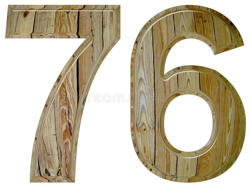 Numeral 76, Seventy Six,, Isolated on White Background, 3d Render Stock ...