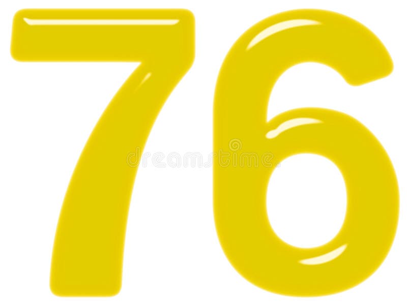 Numeral 76, Seventy Six,, Isolated on White Background, 3d Render Stock ...
