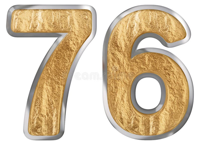 Numeral 76, Seventy Six, Isolated on White Background, 3d Render Stock ...