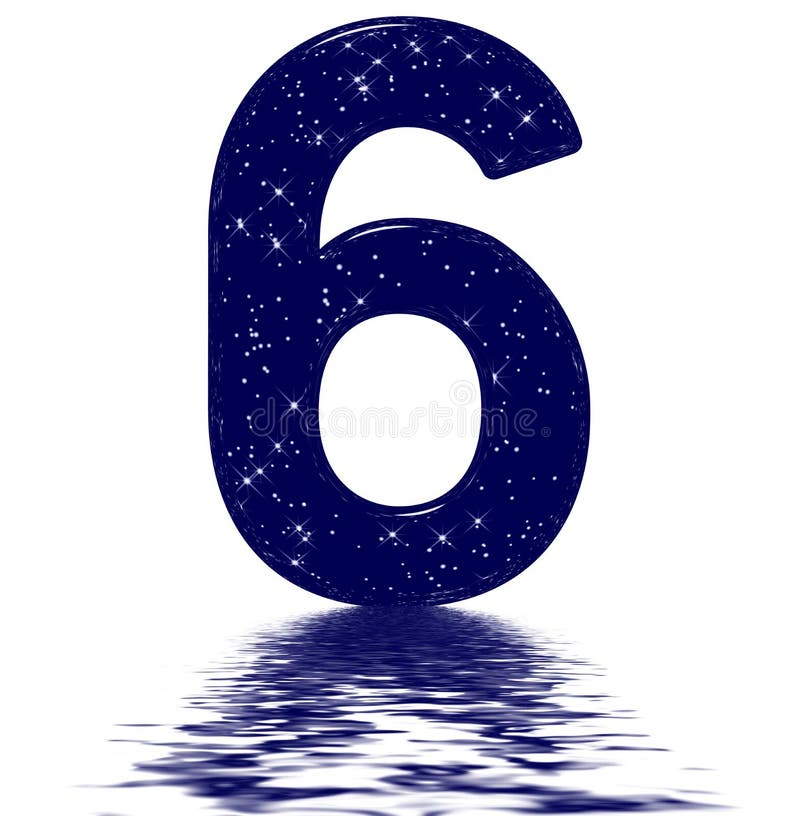 Numeral 6, Six, Star Sky Texture Imitation, Reflected on the Water ...