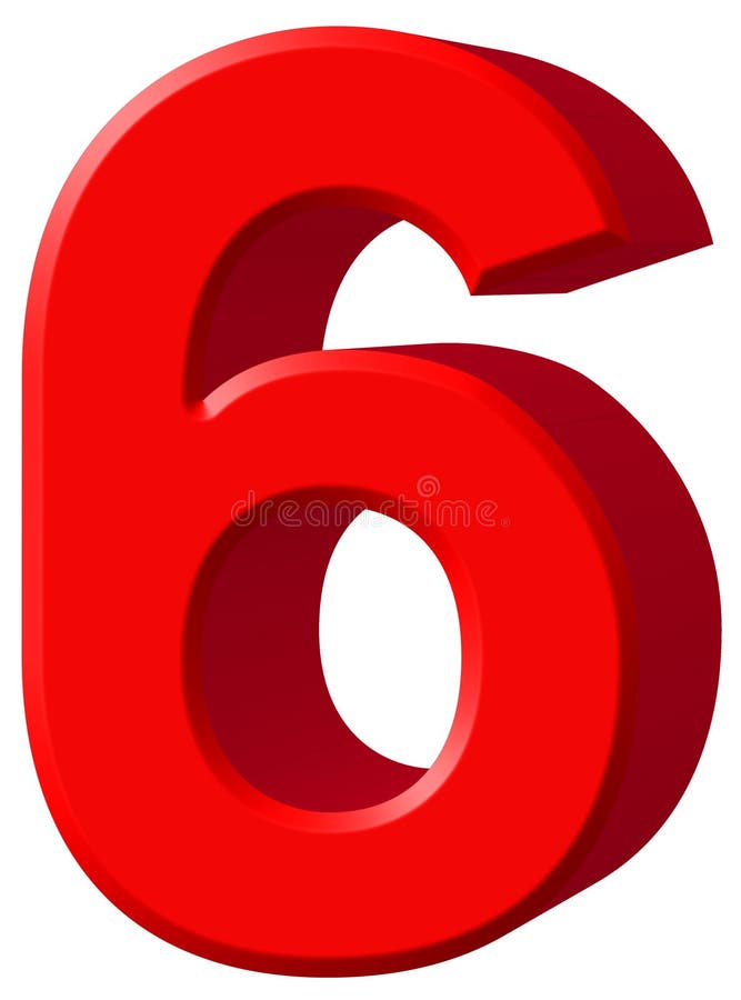 Numeral 6, Sixn, Isolated on White Background, 3d Render Stock ...