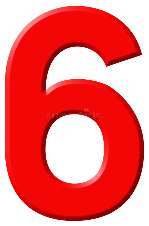 Numeral 6, Sixn, Isolated on White Background, 3d Render Stock ...