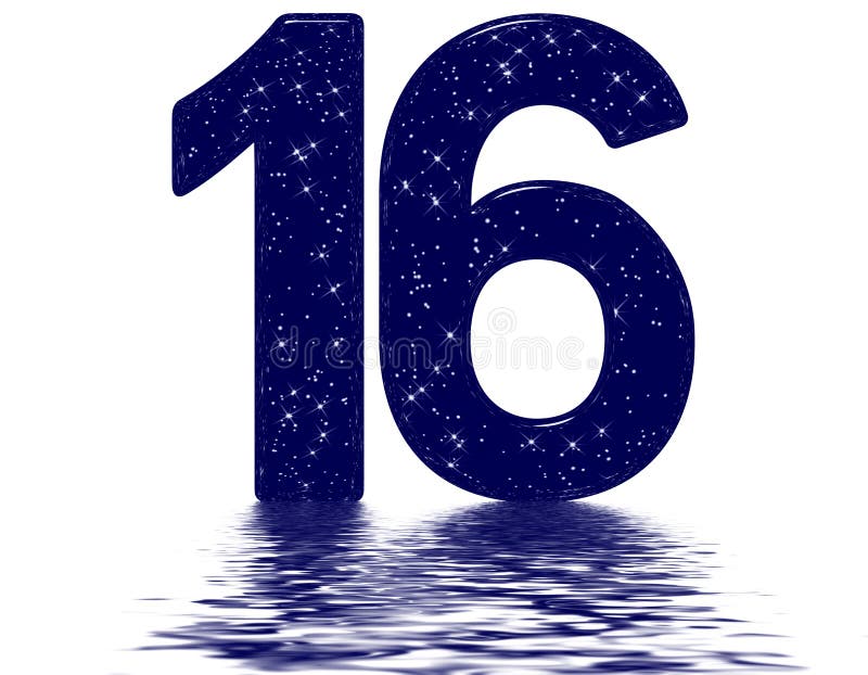 Numeral 16, Sixteen, Isolated on White Background, 3d Render Stock Illustration - Illustration ...