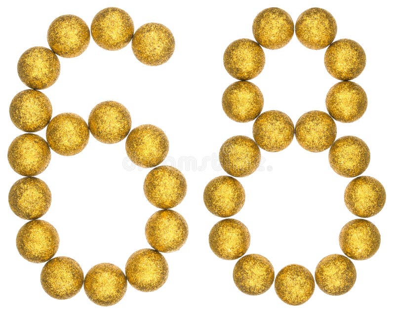 Numeral 68, Sixty Eight, from Decorative Balls, Isolated on Whit Stock ...