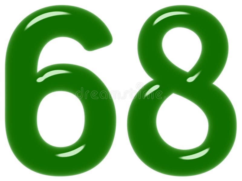 Numeral 68, Sixty Eight, Isolated on White Background, 3d Render Stock ...